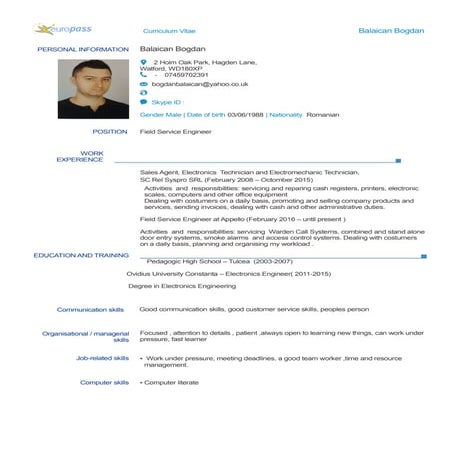 Cv Balaican Bogdan | PDF