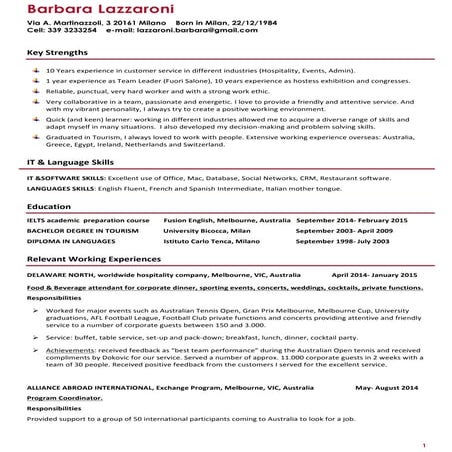 Cv barbara lazzaroni.hostess+events.eng