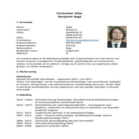 Cv benjamin roge | DOCX
