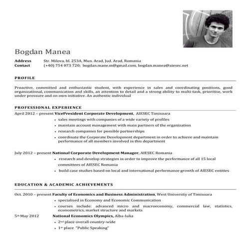 Cv bogdan manea | PDF