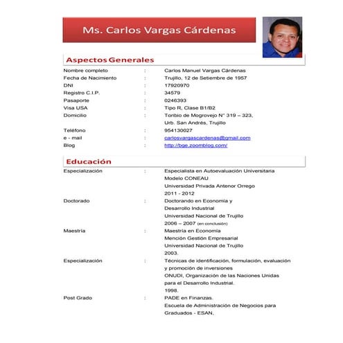 Cv carlos vargas cardenas | PDF