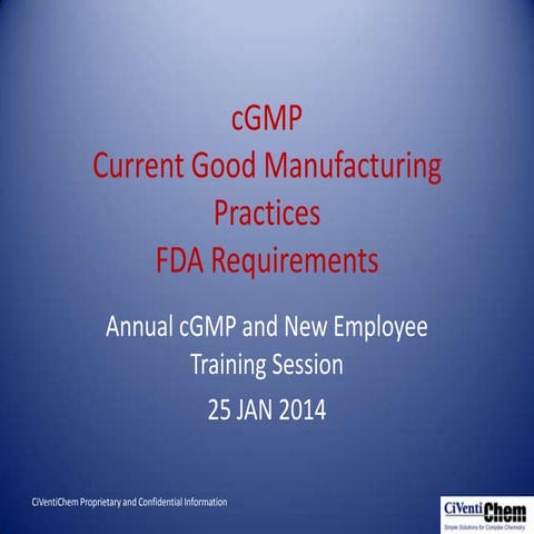 Training in cGMP Environment for Begninners | PPTX