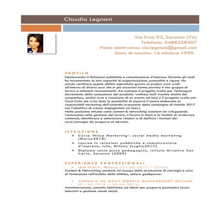 Cv claudia legnani (1) | PDF