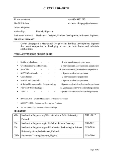 CV Shival Ethape | PDF | Business | Business and Finance