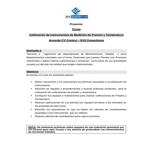 Cv control calibracion | PDF