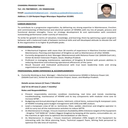 CV- chandra prakash yadav | PDF