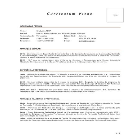 CURRICULUM VITAE (PORTUGUES) actual | PDF