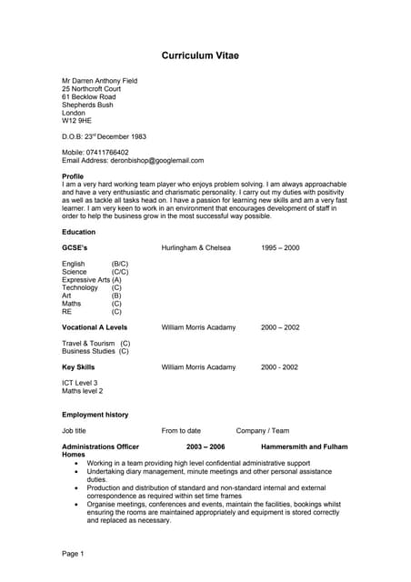 DANIEL SEAN MARTIN CV | PDF