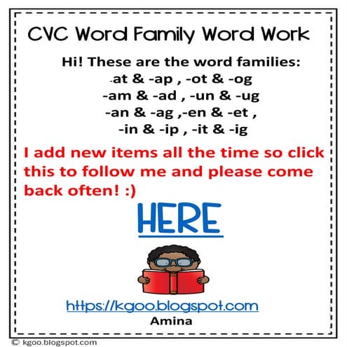 Cvc word family word work | PDF