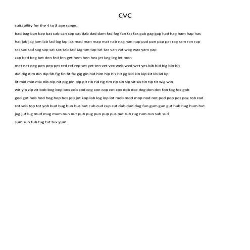 Cvc words list | DOC