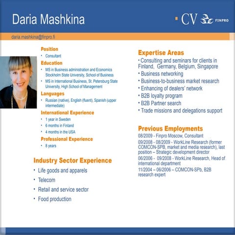 Cv Daria Mashkina 2009 | PPT