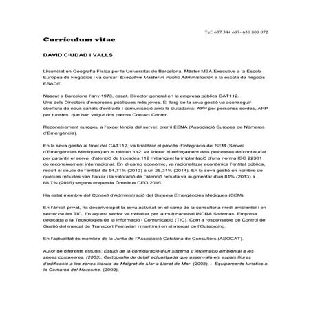 CV David Ciudad -català- | PDF