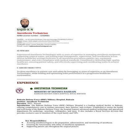 Anesthesia Technician/Technologist resume/CV SAJID KABEER NAZEERA.docx