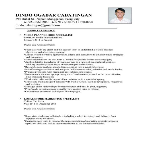CV - Mr. Dindo Cabatingan | DOC