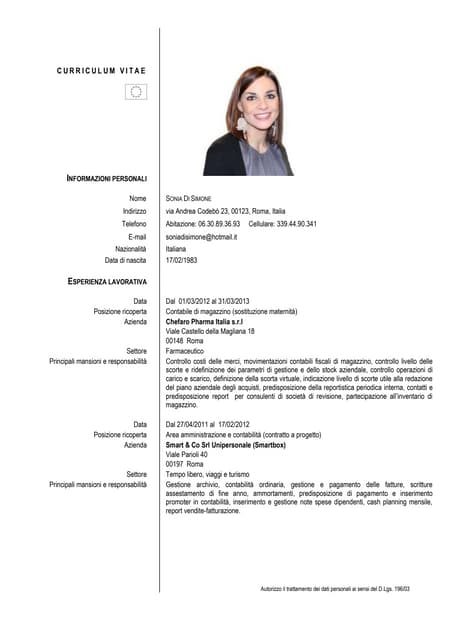 Cv di simone sonia | PDF