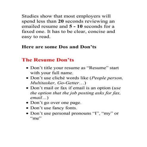 The do’s and don’ts of resumes | PPT