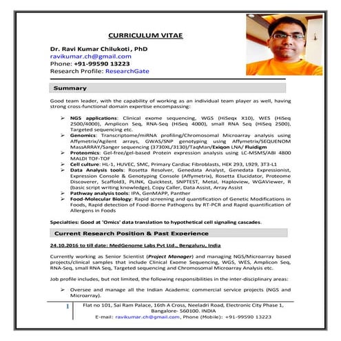 Cv dr. ravi kumar chilukoti revised_march 2017 | PDF