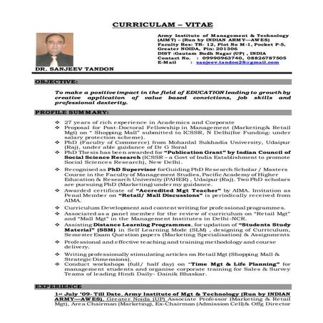 Cv dr sanjeev_tandon_jan_2016) | DOCX