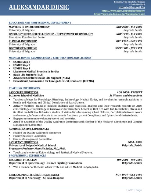 Cv Dusic Aleksandar | PDF