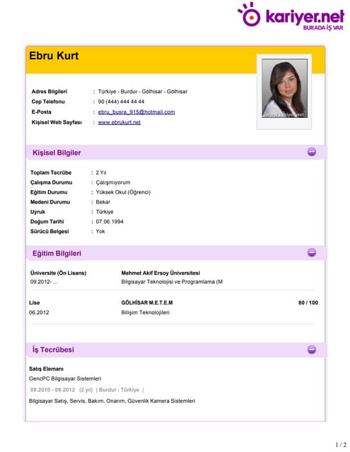 Gerçek cv | DOC