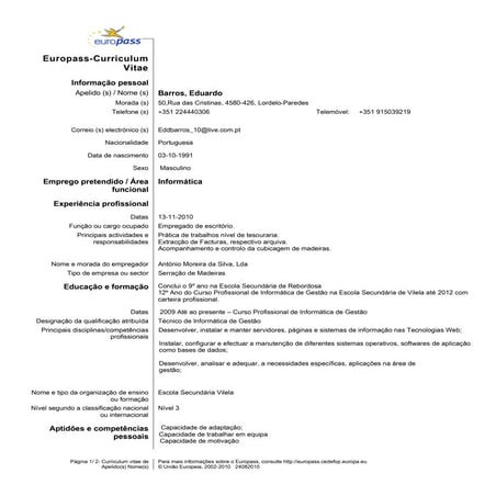 Europass cv template_pt | DOC