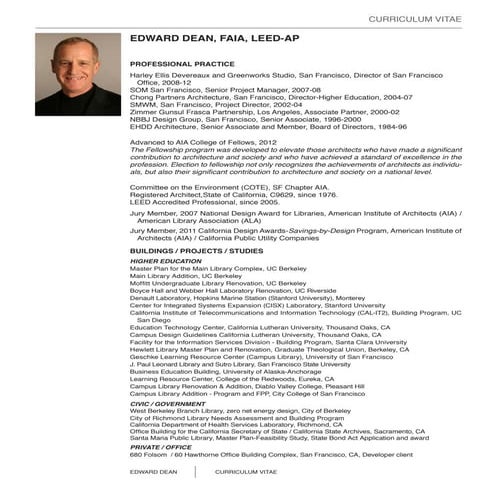 CV Edward Dean FAIA | PDF