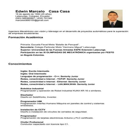 Cv edwin marcelo__casa | PDF