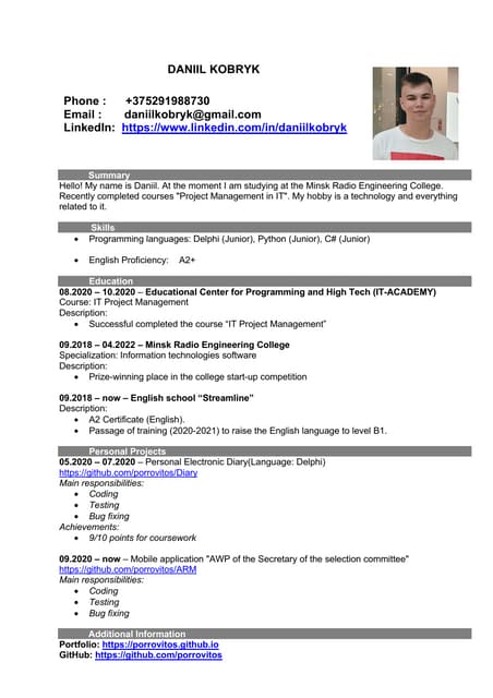 Curriculum_vitae_Daniel_Ortiz_en_Apr16 | PDF | Programming Languages | Computing