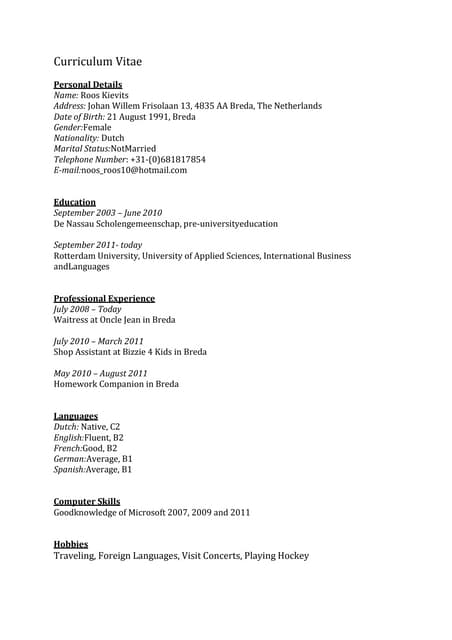 Curriculum Vitae Wendy van Dijk | PDF