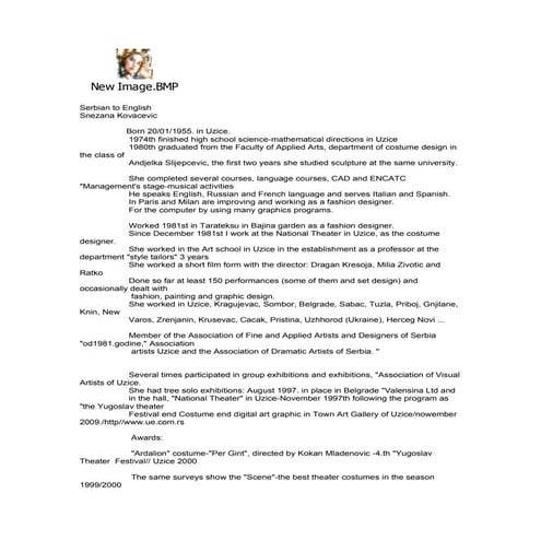 Cv Engleski Sa Slikom | PDF