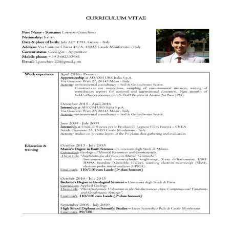 cv almalaurea inglese | PDF