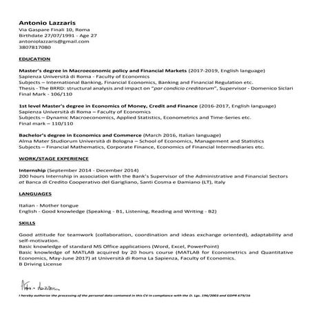Cv english antonio_lazzaris | PDF