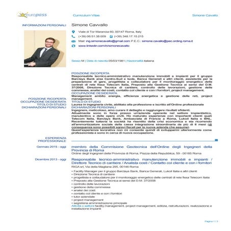 CVeuropeo ita_cavallo_simone | PDF | Civil Engineering Industry ...