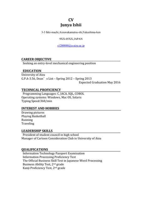 Example CV | PDF