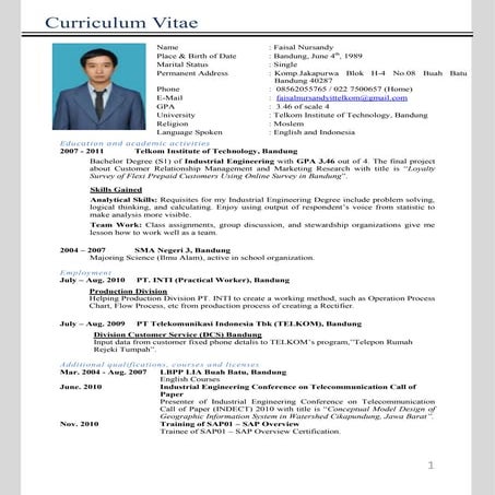 Cv Faisal Nursandy | PDF