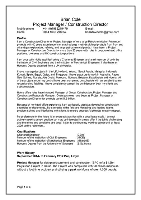 Ian Entwistle CV | PDF