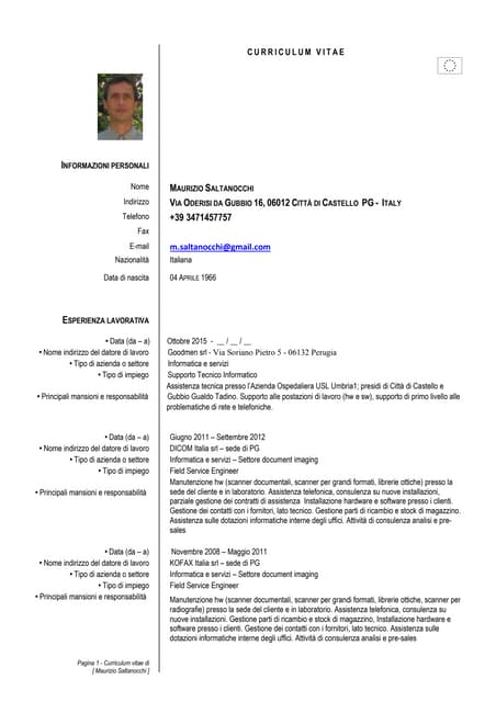 Cv Europeo Paolo Galli 2016 | DOC