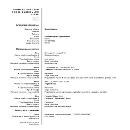 Cv formato europeo | PDF