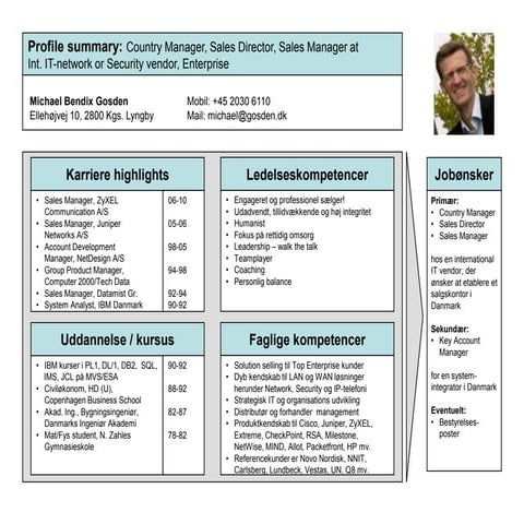 Mini CV for Michael Gosden - DK version | PPTX