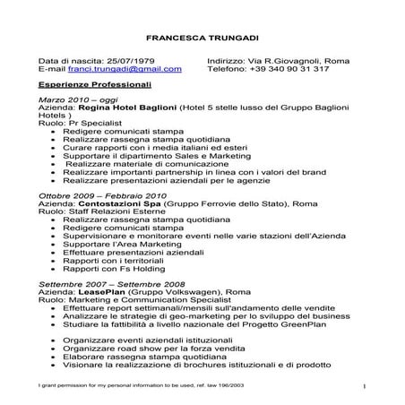 Cv francesca trungadi | PDF