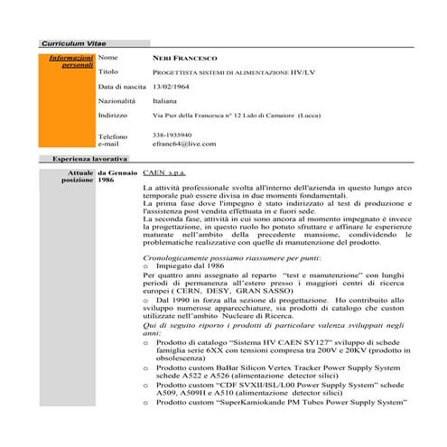 Cv francesco neri | PDF | Technology & Computing
