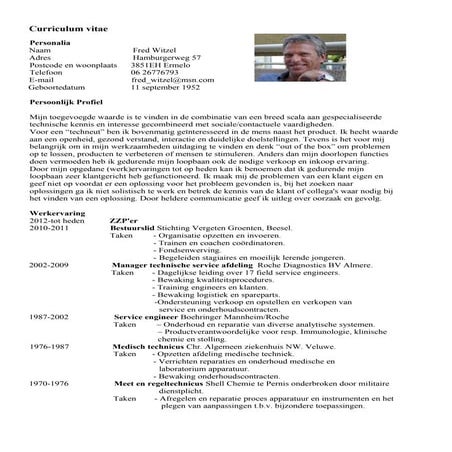 Cv fred witzel 2015.doc met samenvatting | PDF