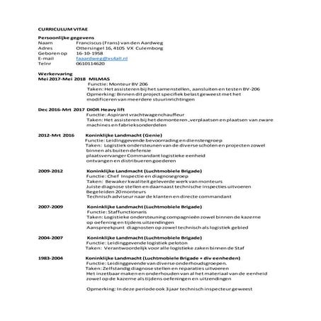 CV Frans van den Aardweg | DOCX