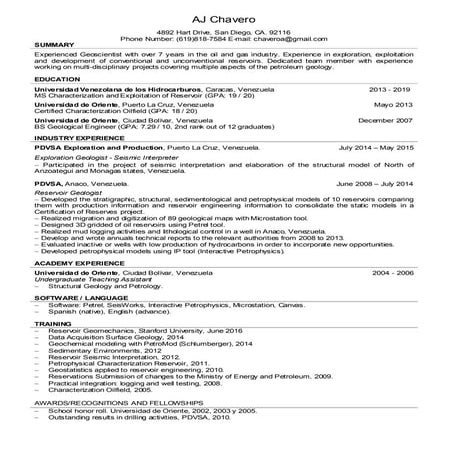 Resume Geologist AJ Chavero | PDF