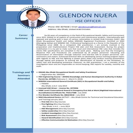Cv glendon hse officer | PDF