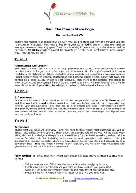 Top six CV tips | PDF