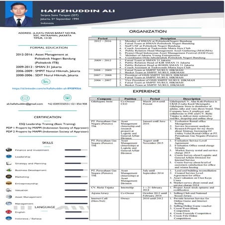CV - HAFIZHUDDIN ALI | PDF
