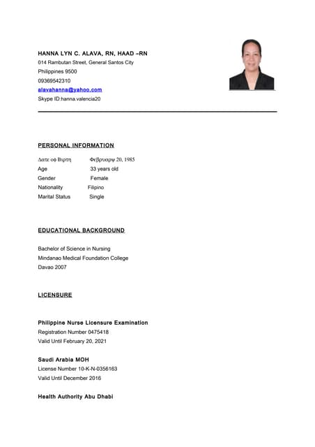 RN Joseph Atienza, HAAD, JCIA -TRAINED Comprehensive CV | DOC