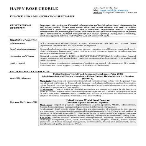 Cv senior finance staff | PDF