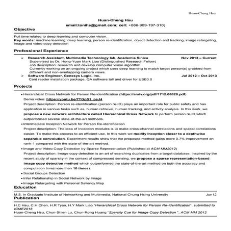 Cv huancheng hsu_2018 | PDF